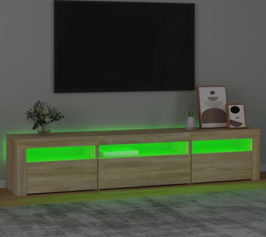 vidaXL TV skříňka s LED osvětlením 195x35x40 cm [3152740] Barva: Bílá