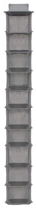Závěsný organizér 10 polic, 15x30x120 cm, šedý SPRINGOS