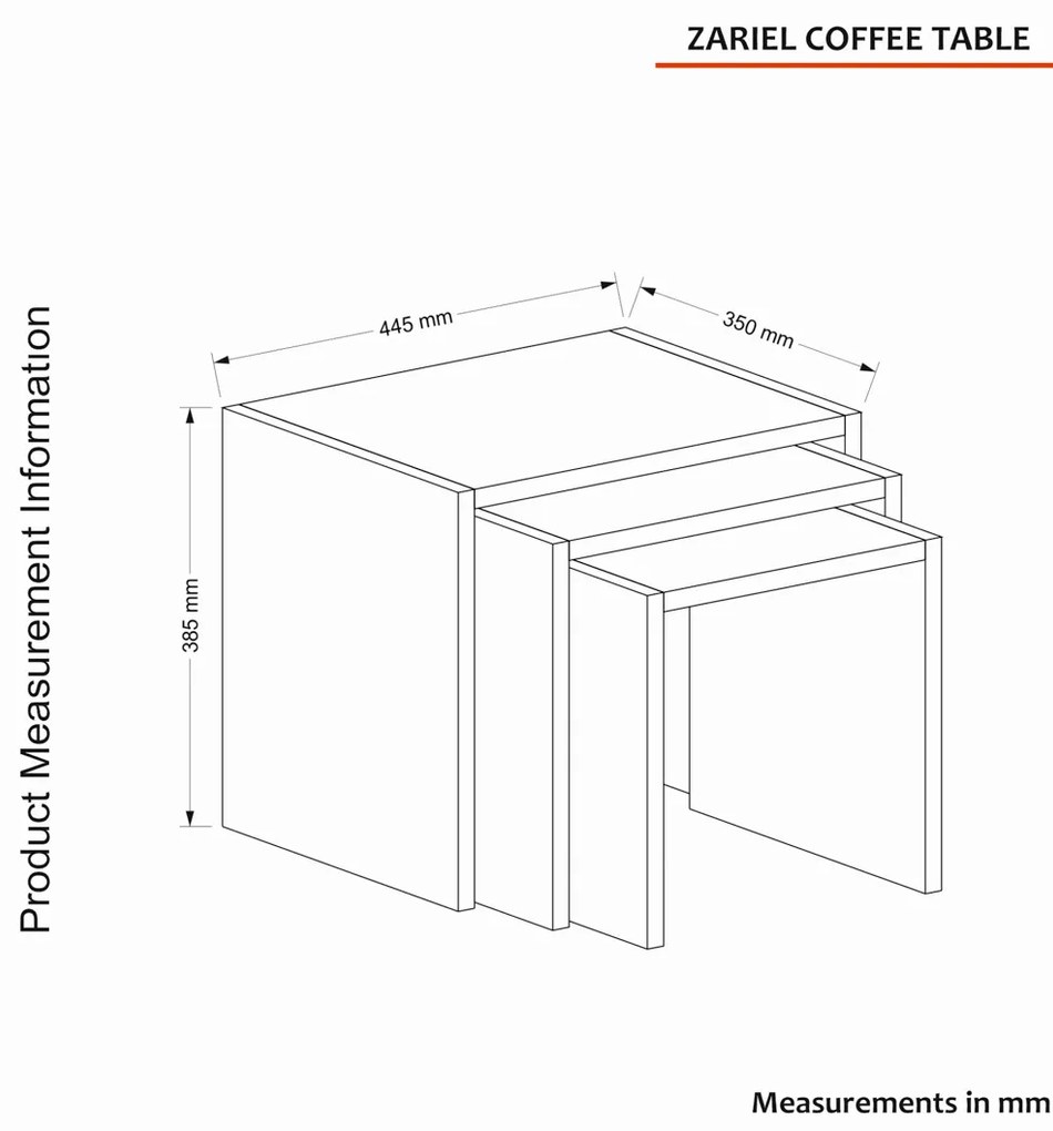 Odkládací stolek Zariel White, 3 ks
