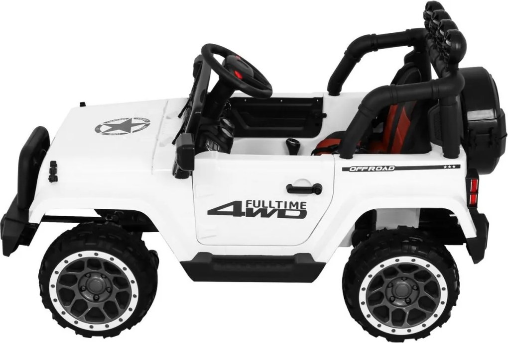 Ramiz Dětské terénní auto Full Time 4WD bílé na dálkové ovládání + pohon 4x4 + LED audio + úložný prostor