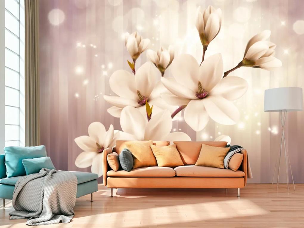 Tapeta béžová - krásná magnolie (150x105 cm) - Murando DeLuxe