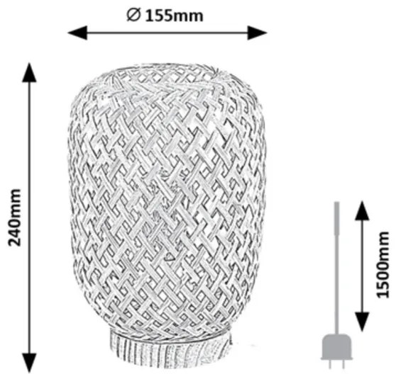 Rabalux 74016 - Stolní lampa ALINAFE 1xE14/25W/230V ratan