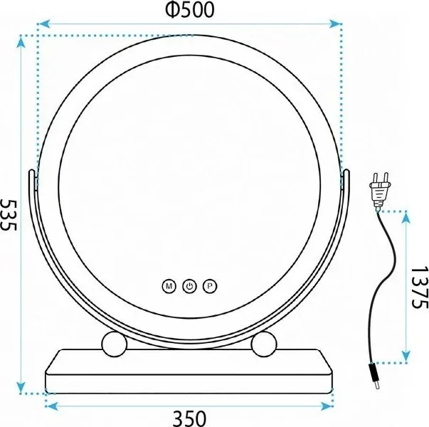 Rea Kosmetické zrcadlo ⌀50 cm s regulovatelným LED osvětlením HOM-12021 bílé