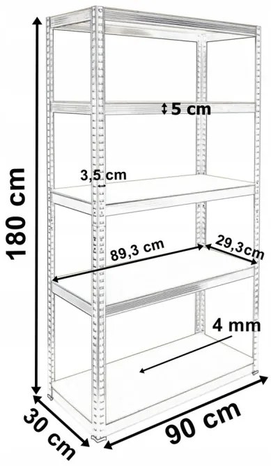 Regál CONOR 180x90x30 cm černý