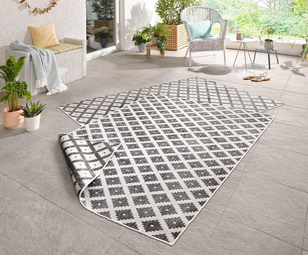 NORTHRUGS - Hanse Home koberce Kusový koberec Twin-Wendeteppiche 103126 grau creme – na ven i na doma - 80x150 cm