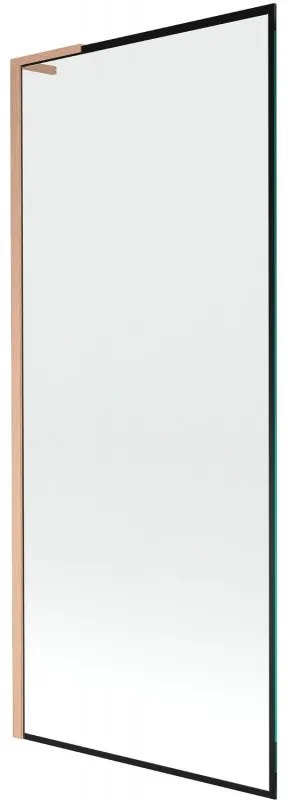 Mexen Next L, 1-křídlová vanová zástěna 80 x 150 cm, 6mm čiré sklo-černý vzor, měděný profil, 895-080-000-03-70-65