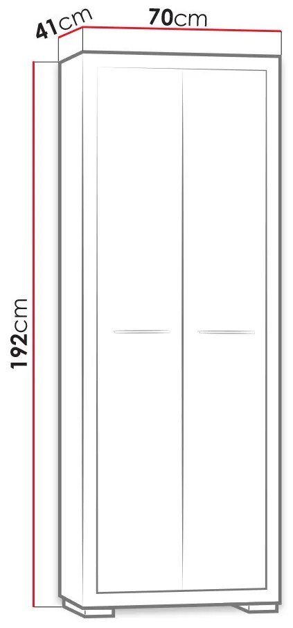 Dvoudvěřová šatní skříň 70 cm ITUNI - dub santana tmavý