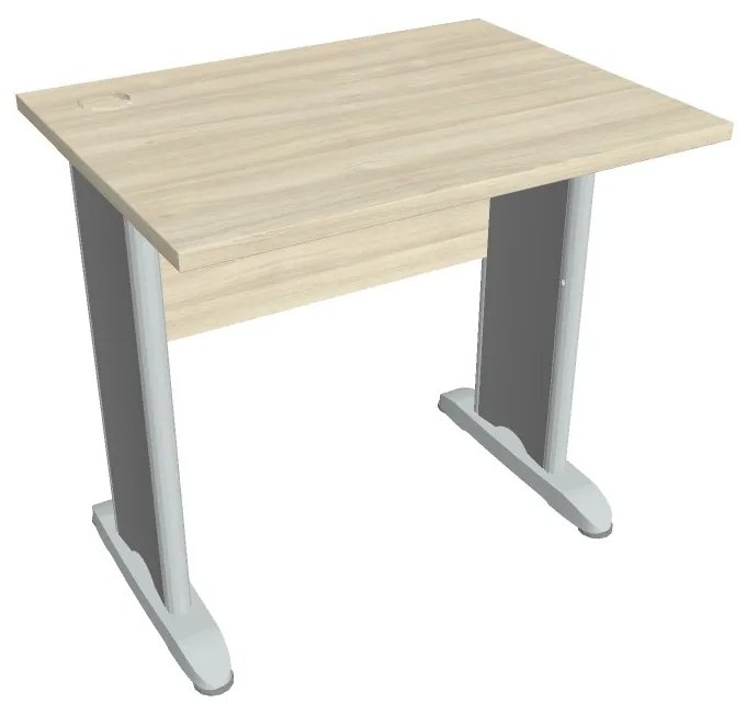 Stůl pracovní rovný 80 cm hl. 60 cm - Hobis Cross CE 800 Dekor stolové desky: akát, Dekor lamino podnože: akát, Barva nohou: Stříbrná