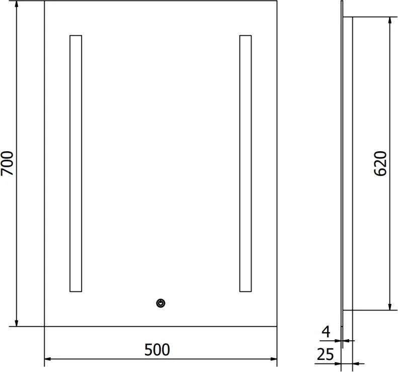 Mexen Remi, LED koupelnové zrcadlo s podsvícením 50 x 70 cm, 6000K, ochrana proti zamlžování, 9804-050-070-611-00
