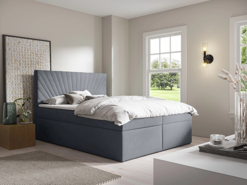 Eka Kontinentální čalouněná postel AFRODITE - Trinity (140x200 cm) Barva látky Trinity: Šedá (Trinity 2314)