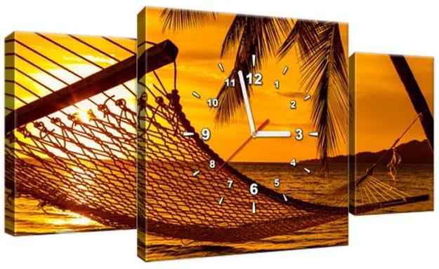 Tištěný obraz s hodinami Relax na pláži při západu slunce 80x40cm ZP2481A_3AX