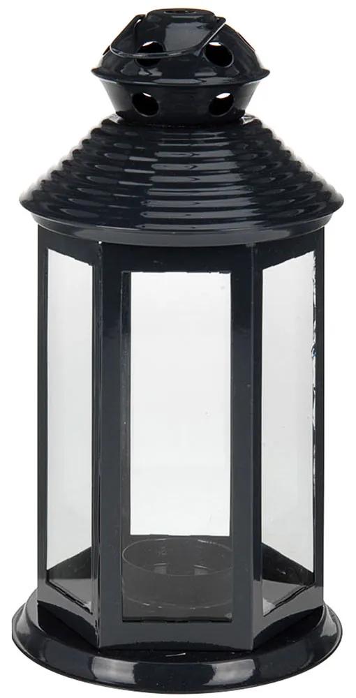 černá lucerna z kovu, 25 x 11 cm