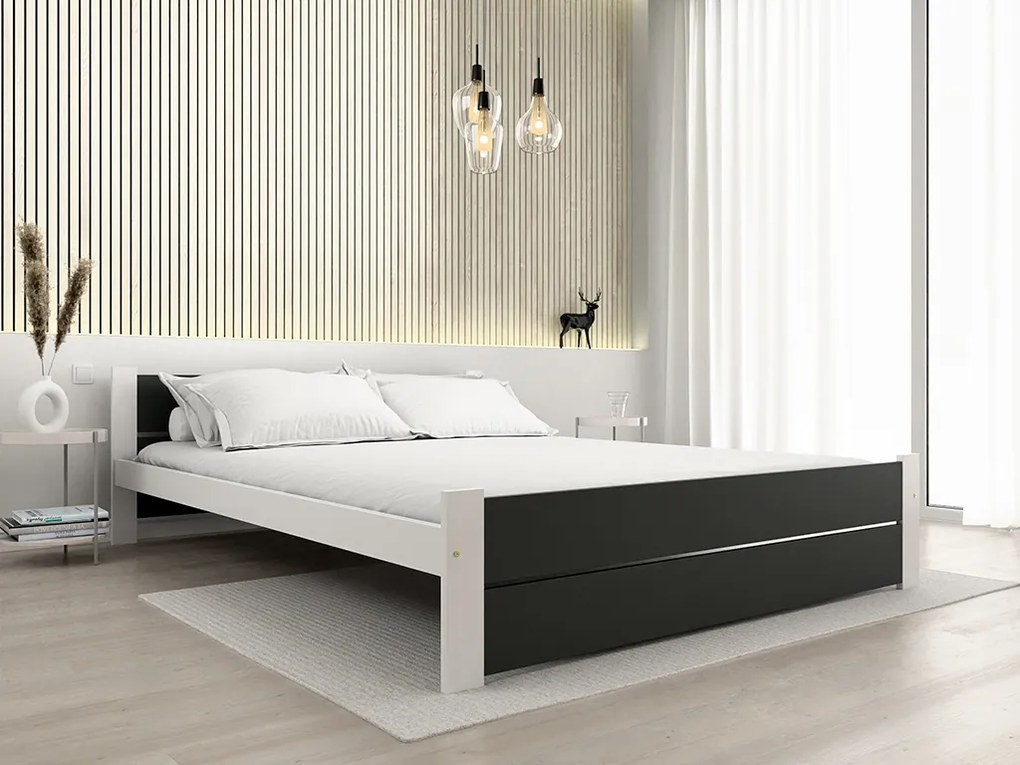 Postel IKAROS DOUBLE 180 x 200 cm, antracit/bílá Matrace: Matrace Coco Maxi 20 cm, Rošt: Bez roštu
