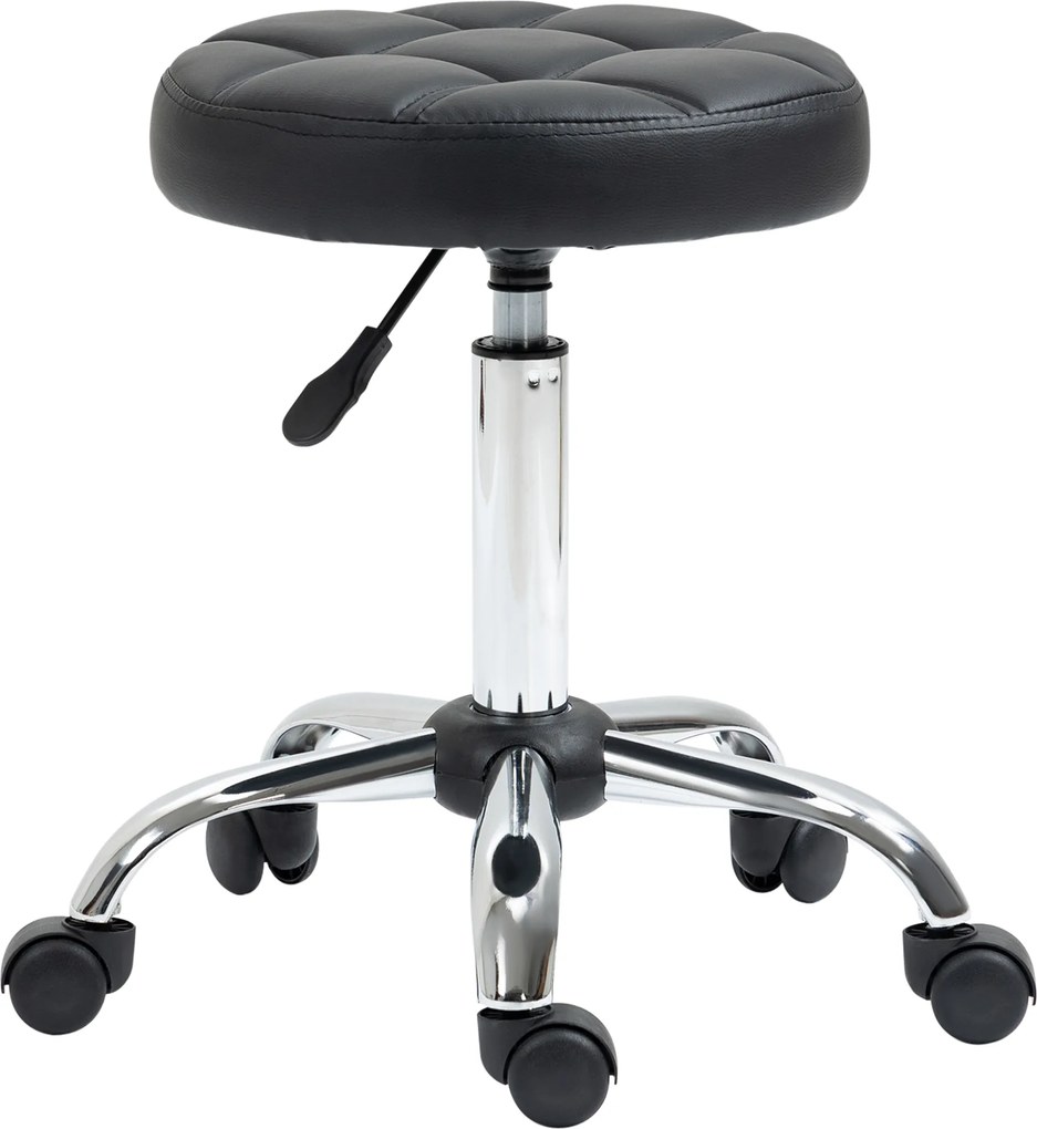 Vinsetto Roll Stool Výškově nastavitelná otočná pracovní stolička černá Ø35,5 cm, umělá kůže pro kancelář a salon 51-67 cm | Aosom.de