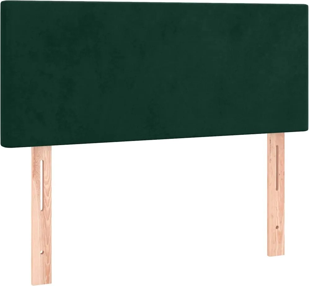Box spring postel s matrací a LED tmavě zelená 80x200 cm samet 3134252