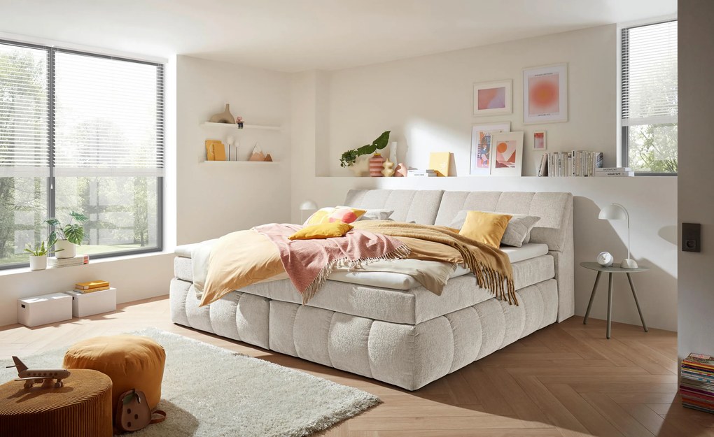 XXXLutz POSTEL BOXSPRING, 240/200 cm, krémová MID.YOU - Manželské postele - 002220054801