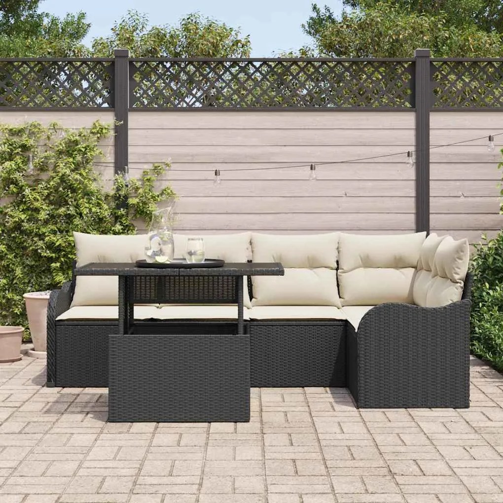 Sada zahradních pohovek 6 ks Černá Poly Ratan 3357200