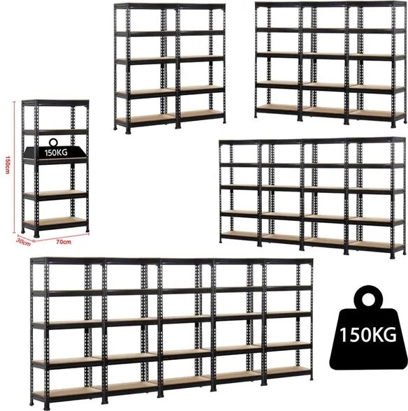 Sada 3 ks – Zátěžový regál Yaheetech – černá (254349207354)