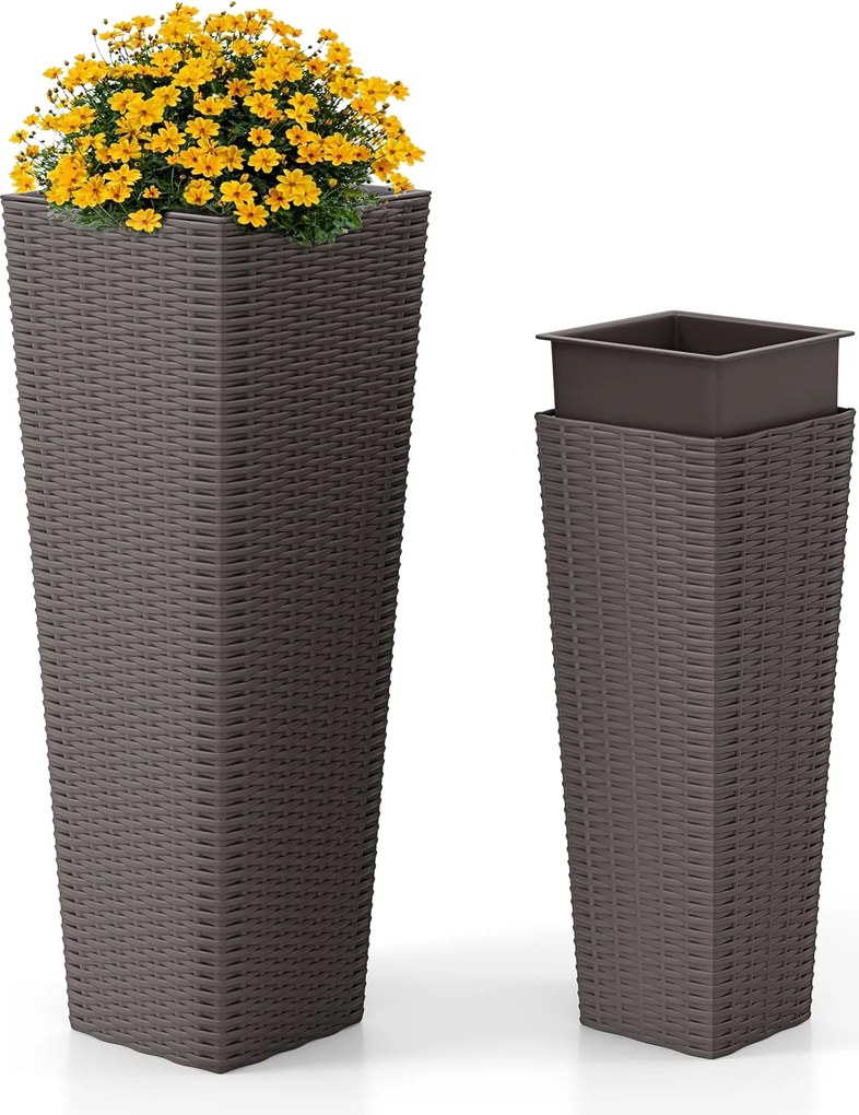 Costway 2 květináč s vnitřním květináčem 82 cm / 60 cm vysoké