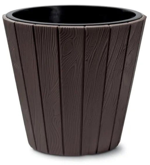 PROSPERPLAST Květináč - WOODE Průměr: 30 cm, Barva: mocca