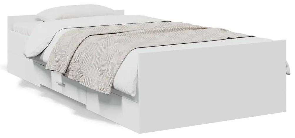 Rám postele se zásuvkami bílý 100 x 200 cm kompozitní dřevo - Default Title