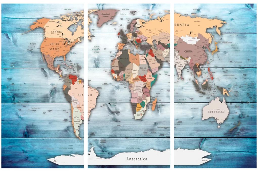Mapa na korkové tabuli - mapa na modrém prkně (90x60 cm) - Murando DeLuxe