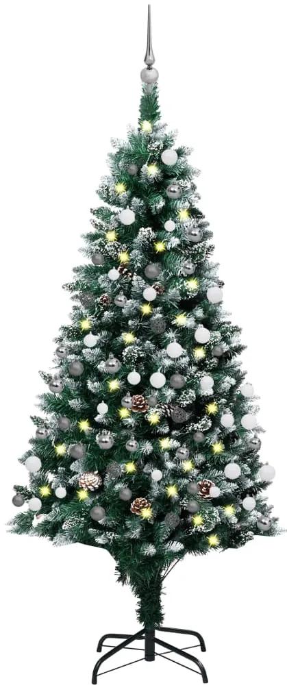 3077702 vidaXL Umělý vánoční stromek s LED sadou koulí a šiškami 150 cm