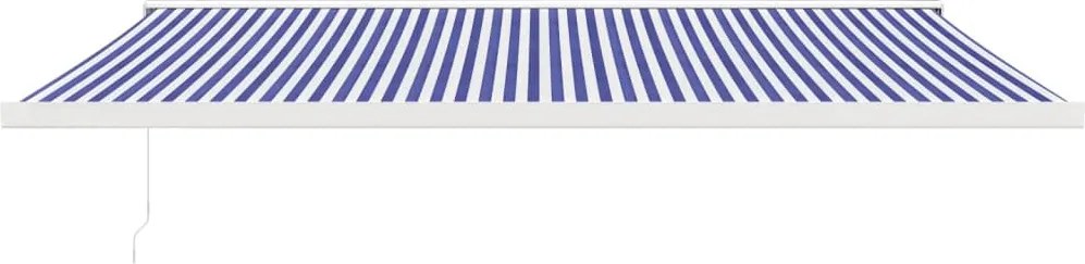 Zatahovací markýza modrá a bílá 5 x 3 m textil a hliník 3154525