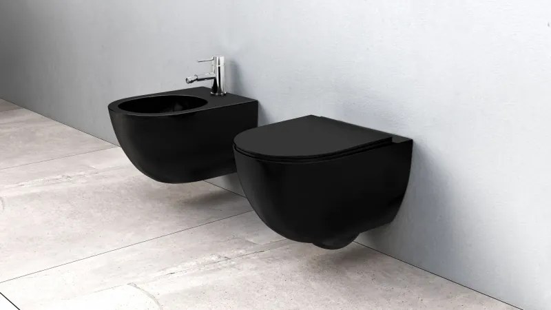 Rea Závěsné WC Carlo Mini Rimless Duroplast/Flat/ZM Black Mat REA-C8489 - Rea