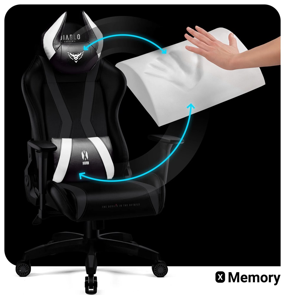 Herní židle z ekokůže King Size, černo-bílá: Diablo X-Horn 2.0