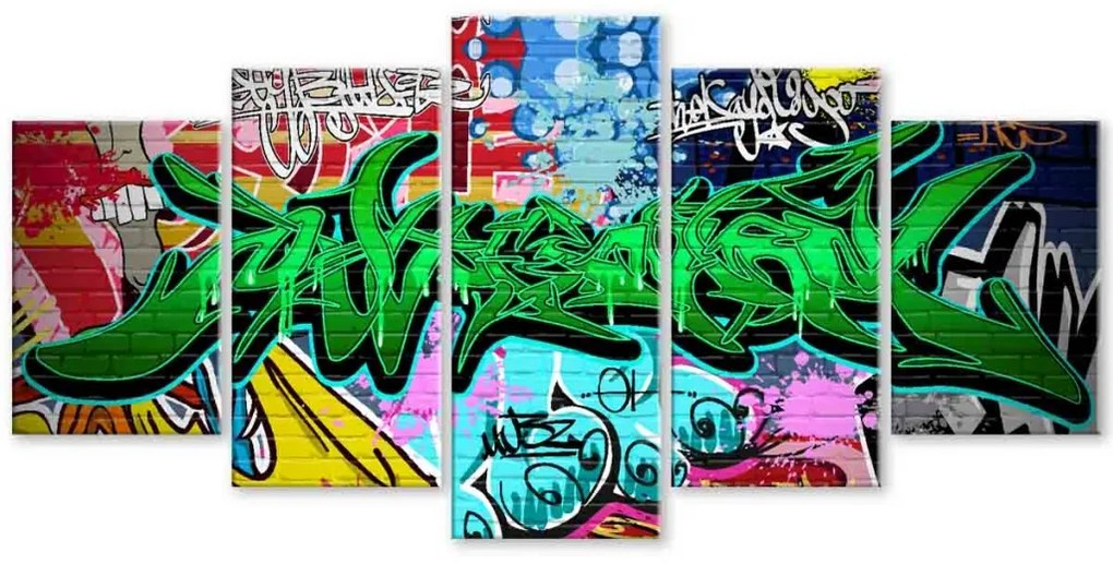 Malvis ® Pětidílný obraz graffiti greenery Velikost: třídílný obdélník - 120x80 cm