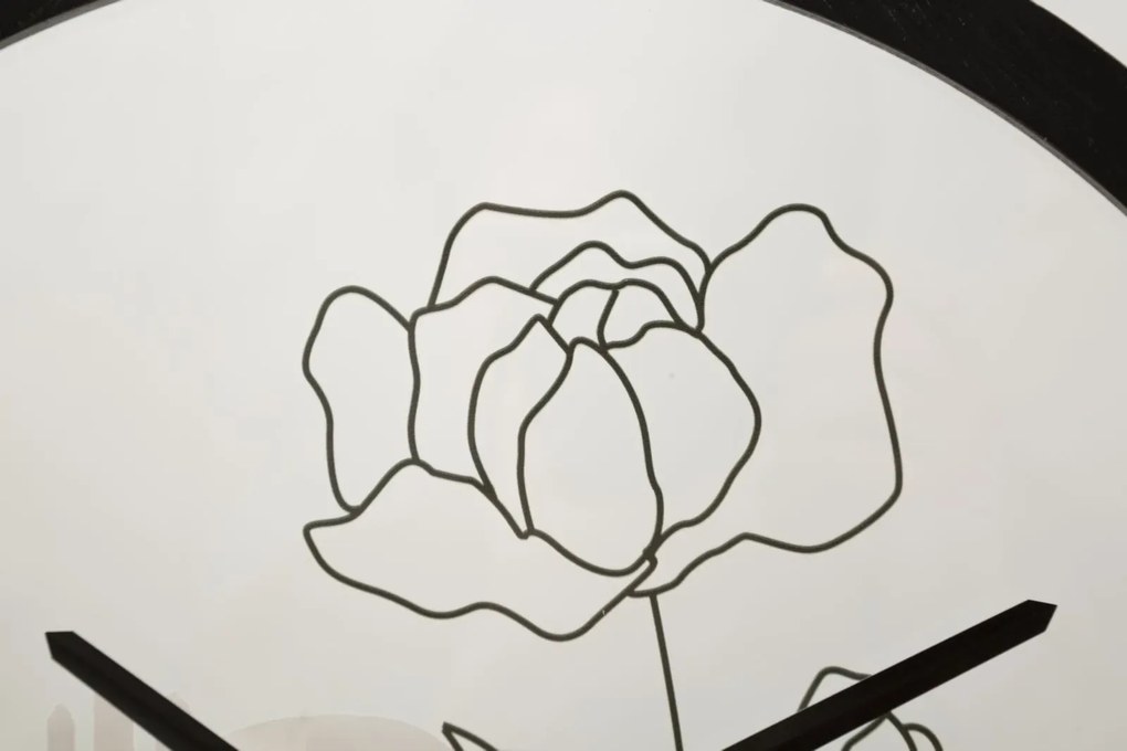 Nástěnné hodiny Flower A 40 cm černé
