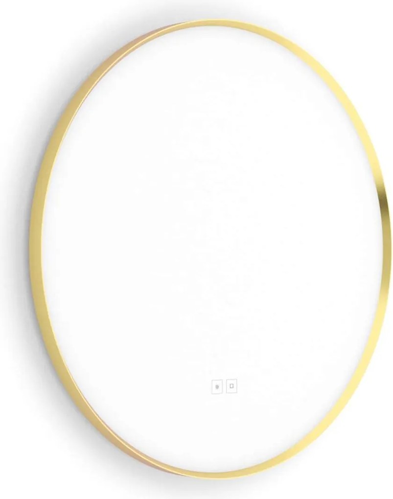 Nimco - Zrcadlo s LED osvětlením, průměr 60 cm, dvěma dotykovými senzory, kartáčovaná zlatá ZPZ 61000RVX-Z