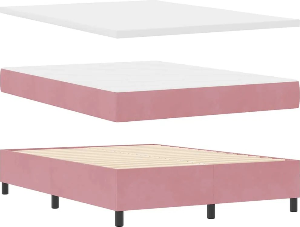 Postel s boxspringem s čelo Růžová 160 x 200 cm samet 3342019