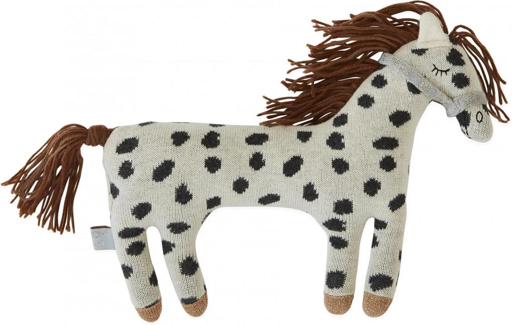 OYOY Pletená hračka Darling Little Pelle Pony, šedá barva, hnědá barva, textil