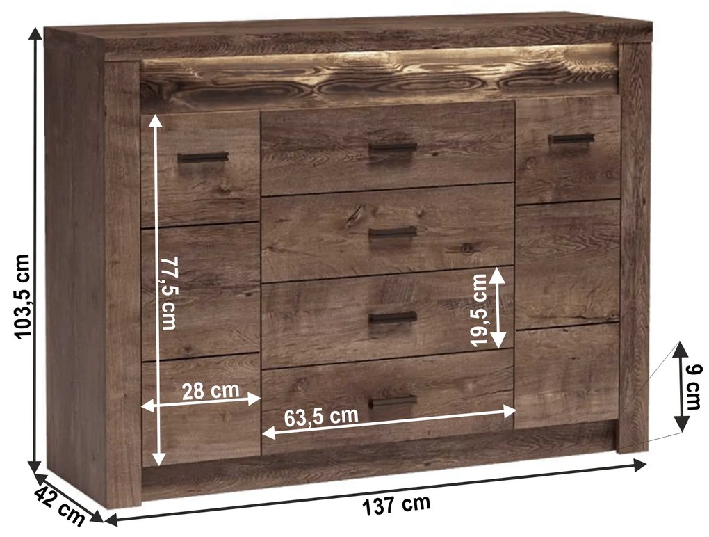 Kondela Komoda, jasan tmavý, INFINITY I-07