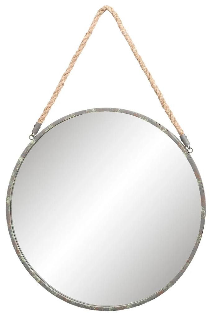 Kulaté zrcadlo v rámu s provazem - Ø 56*3 cm