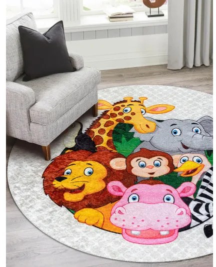 Dywany Łuszczów, Dětský kusový koberec Junior 51595.801 Africa, 80x80 (průměr) kruh, vícebarevná, dětský pokoj