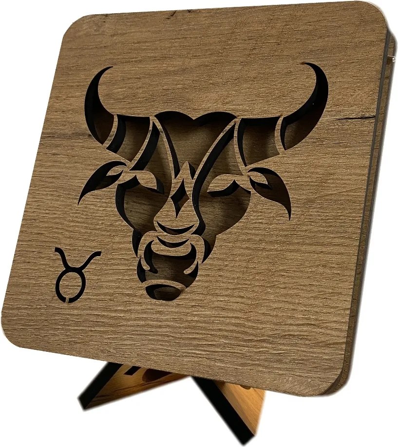 Li-Go Znamení "Býk" lampa 19x19 cm provedení povrchu: ořech