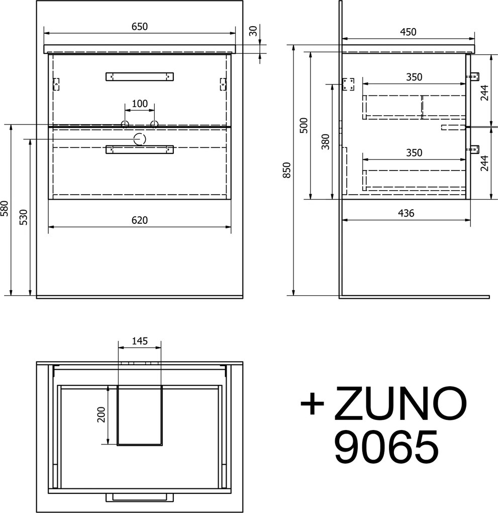Aqualine VEGA umyvadlová skříňka 62 x 50 x 43,8 cm bílá VG064 Koupelny Bernold