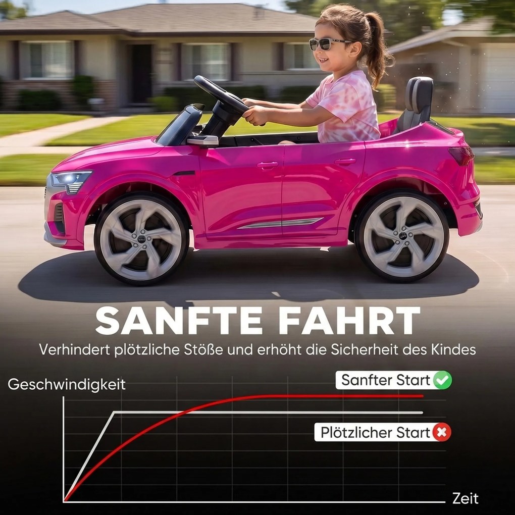AIYAPLAY Dětské elektroauto 12V, dětské auto s dálkovým ovládáním, 2 motory, plynulý rozjezd, 4-kolová zavěšení, LED přední světla, klakson, hudba