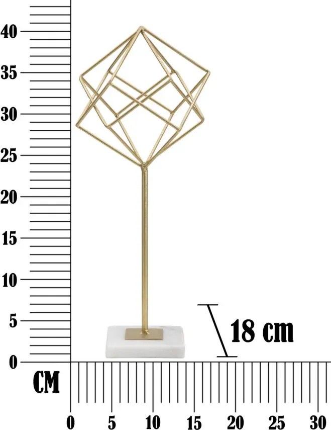Kovová dekorace Cube 41,5 cm zlatá