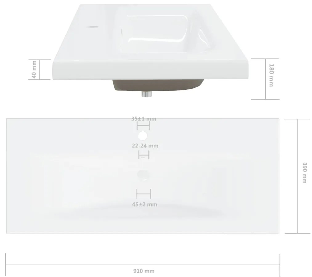 vidaXL Marketos Zápustné umyvadlo s baterií 101 x 39 x 18 cm keramické bílé