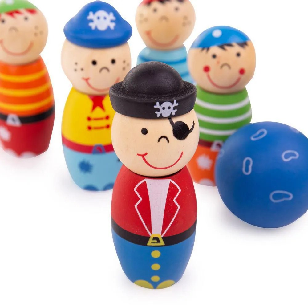 Bigjigs Toys Dřevěné kuželky Piráti