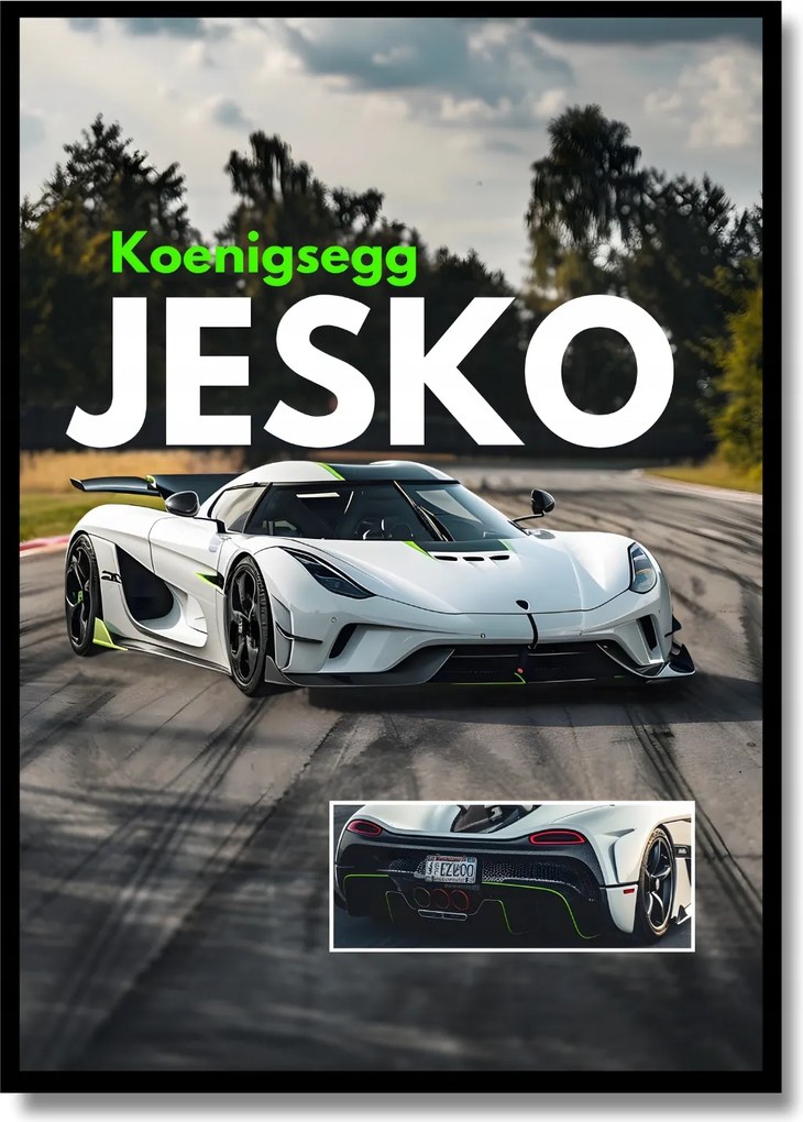 Plakát Koenigsegg Jesko Nápad na dárek tatínkova kluka, auto v rámu A3