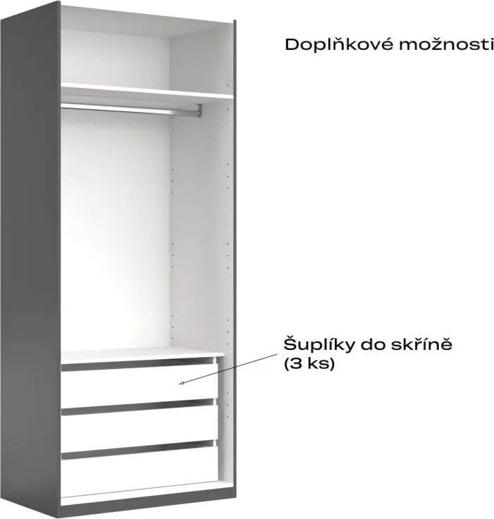 Skříň 2dveřová bez zrcadel série N, grafit Dominika
