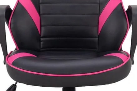 Autronic Herní křeslo Herní křeslo, potah kombinace černé a růžové ekokůže, houpací mechanismus, černý (KA-Y207 PINK)