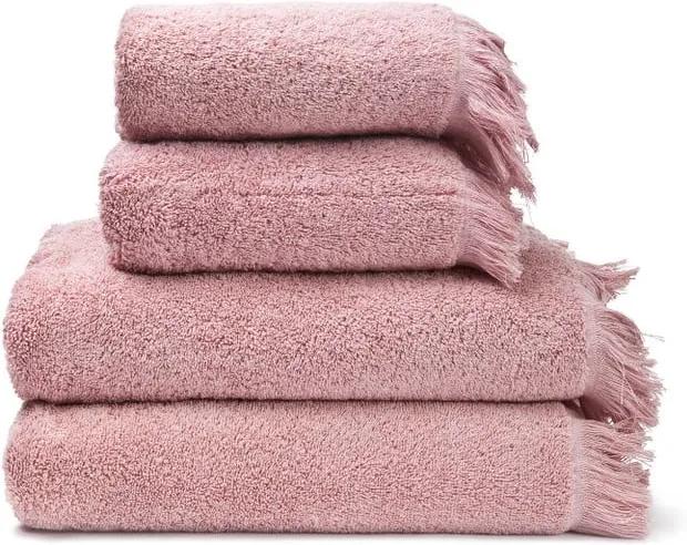 Set 2 růžových bavlněných ručníků a 2 osušek Casa Di Bassi Riad
