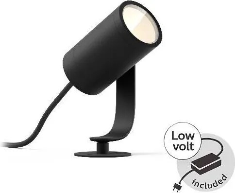 PH 17428/30/P7 Hue LED White and Color Ambiance Venkovní spotové zemní/ nástěnné svítidlo Philips Lily 17428/30/P7 černé s adaptérem - PHILIPS HUE (915005671701)