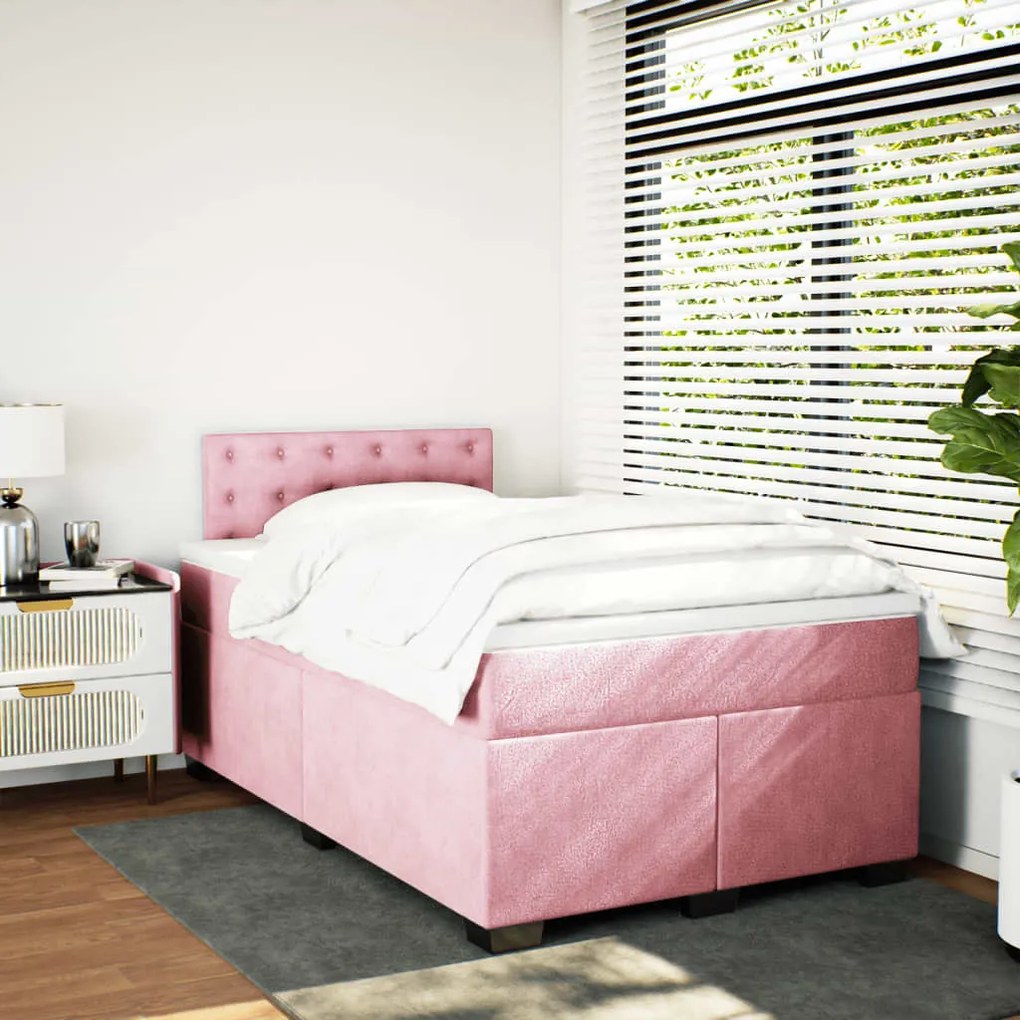 Box spring postel s matrací růžová 120 x 200 cm samet 3288599